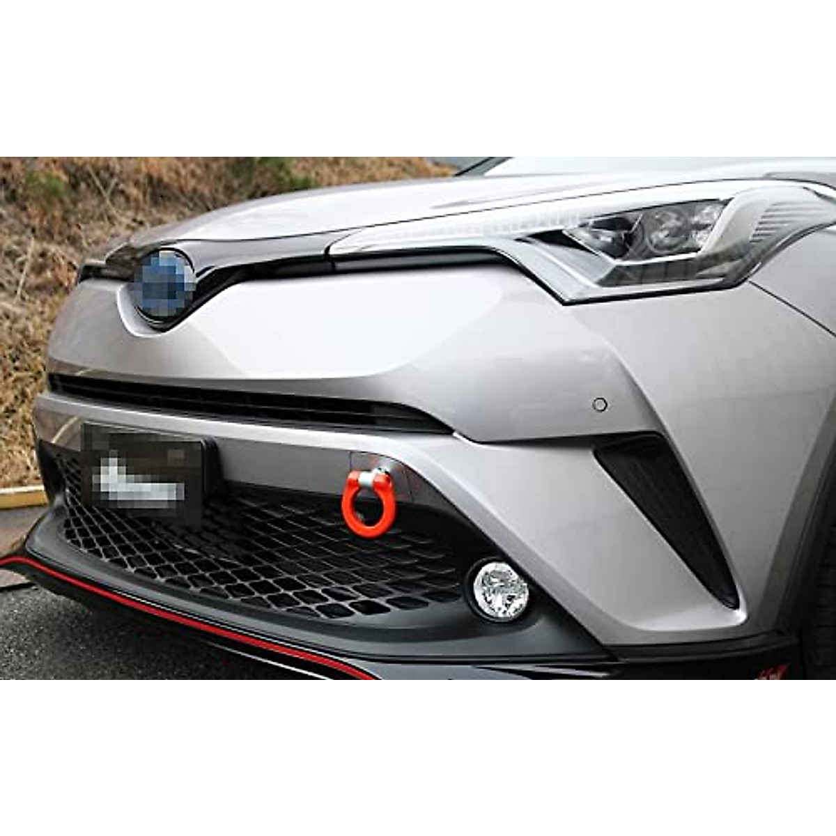 iJDMTOY Sports Red Track Racing Style Tow Hook Ring Compatible with Toyota 2018-up C-HR, 2019-up Corolla Hatchback, Made of Lightweight Aluminum