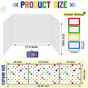 Teling Large School Privacy Boards for Student Desks Polk Dot Students Classroom Privacy Folder Study Carrel Reduces Distractions Privacy Boards for Student Desks Test Dividers 45x13.5 Inch (24 Pcs)