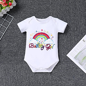 Rainbow Unicorn 1st 2nd 3rd Birthday Girl Outfit Baby Romper Tutu Skirt Headband Sash Badge 5PCS Princess Bowknot Tutu Dress up Clothes Set for Cake Smash Photo Shoot Hot Pink - Rainbow 3 Years