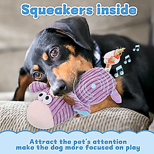 Junkin 7 Pack Dog Toys Squeaky Dog Toys Indestructible Puppy Chew Toys for Teething Stuffed Animal Plush Dog Toy Assortment Stuffed Dog Toys for Small Medium Pup Dog, Assorted Animal Styles