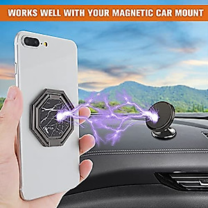 cobee Cell Phone Ring Holder Finger Kickstand, 360° Rotation Metal Cellphone Back Grip Foldable Cell Phone Stand Adjustable Phone Holder Compatible with Most Smartphones(Black Marbling)