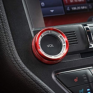 Car Audio Circle Sticker Decal Carbon Fiber Interior Trim Cover for Ford Mustang 2015 2016 2017 2018 2019 2020 2021 2022 2023 Accessories (RED)