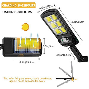 JAMIEWIN 120 led Solar Street Lights Outdoor Wireless Solar Security Wall Light Motion Sensor with 3 Lighting Modes for Porch Gutter Barn Garden Deck Fence Patio Path 2 Pack