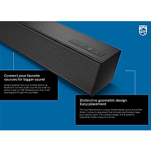PHILIPS B5305 2.1 Soundbar Speaker with Wireless Subwoofer, Remote Control, Bluetooth Streaming and HDMI ARC (TAB5305) (Renewed)