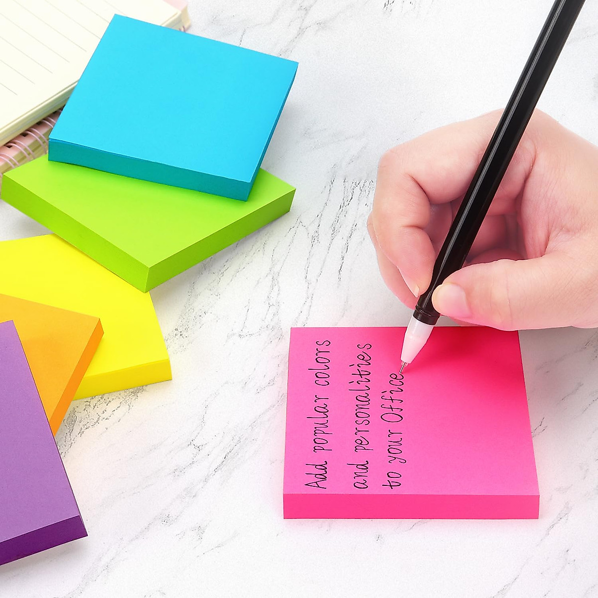 Sticky Notes 3x3 Pop Up Self-Stick Notes Pads with 6 Bright Colors, Easy to Post for Office, Shool, Home, 6 Pads/Pack, 100 Sheets/Pad(Pop Up)