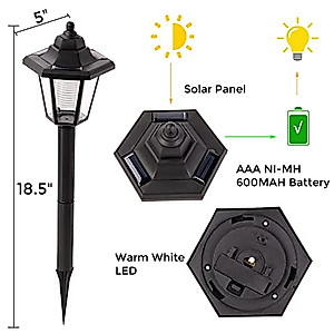 LAUREL CANYON 4 Pack Solar Pathway Lights, LED Bulbs Solar Walkway Lights Auto On/Off, Outdoor Landscape Lights for Garden, Lawn, Path, Yard Black