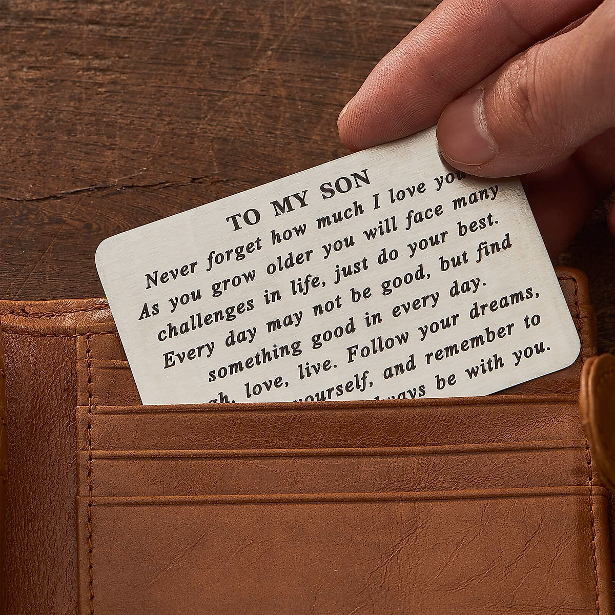 YYQX Son Gifts from Mom To My Son Wallet Card Inspirational Encouragement Graduation Birthday Back To School Gifts for Son Boys Men