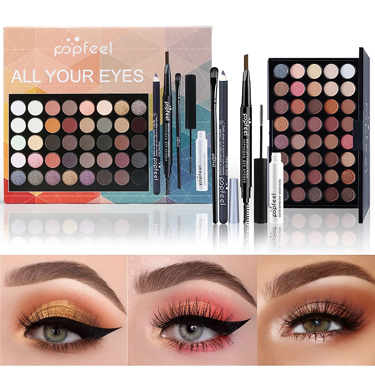 Joyeee All in One Makeup Kit For Teenager Girls, Full Starter Makeup Kit for Women Beginners Includes Eyeshadow Palette, Eye Brush, Mascara, Eyebrow Pencil, Eyeliner Pencil