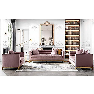 Acanva Luxury Modern Tufted Velvet Down-Filled Living Room Sofa, 63"W Loveseat, Pinkish Purple