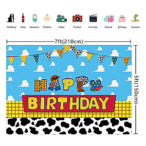 Sakurar SK Catoon Toy Birthday Backdrop Kids Boys Happy Birthday Party Decoration Toy 4th Video Theme Happy Birthday Backdrop 7x5ft (SK-TOY-244)