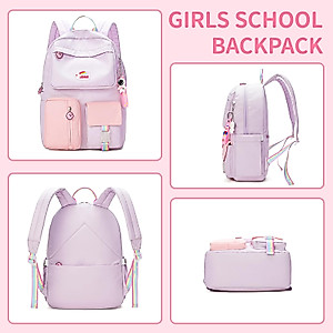 LISINUO Backpack for Girls Kids Schoolbag Children Bookbag Women Casual Daypack (Purple)