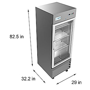 KoolMore - RIR-1D-GD 29" Stainless Steel 1 Glass Door Commercial Reach-in Refrigerator Cooler - 23 cu. ft
