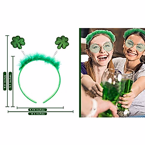 SunnyPro St Patricks Day Accessories Shamrock Headband Saint Patricks Glasses Sunglasses
