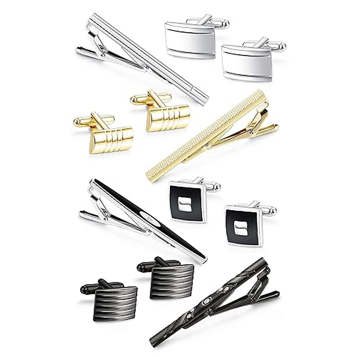 Jstyle Tie Clip and Cufflink Set For Mens Tie Bar Clips Cufflinks Shirt Wedding Business With Gift Box