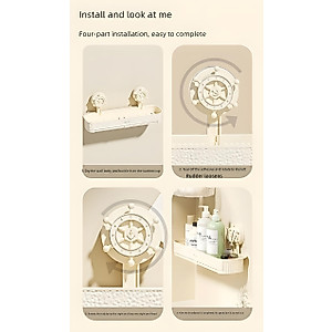 therlig Shower Caddy Suction Cup(Rudder Shape) NO-Drilling Removable Powerful Suction Waterproof Organizer，Storage Basket For Body Wash & Toiletries Bathroom & Kitchen Caddy Organizer