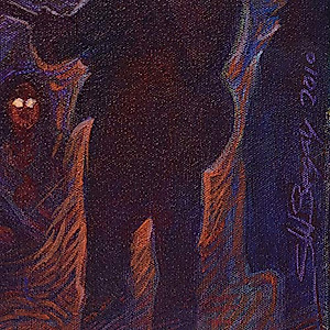 Pow-wow After Glow (Hearts Glow, on the Edge of Rainbow) by Shonto Begay, Original Acrylic on Canvas, 16" x 40"