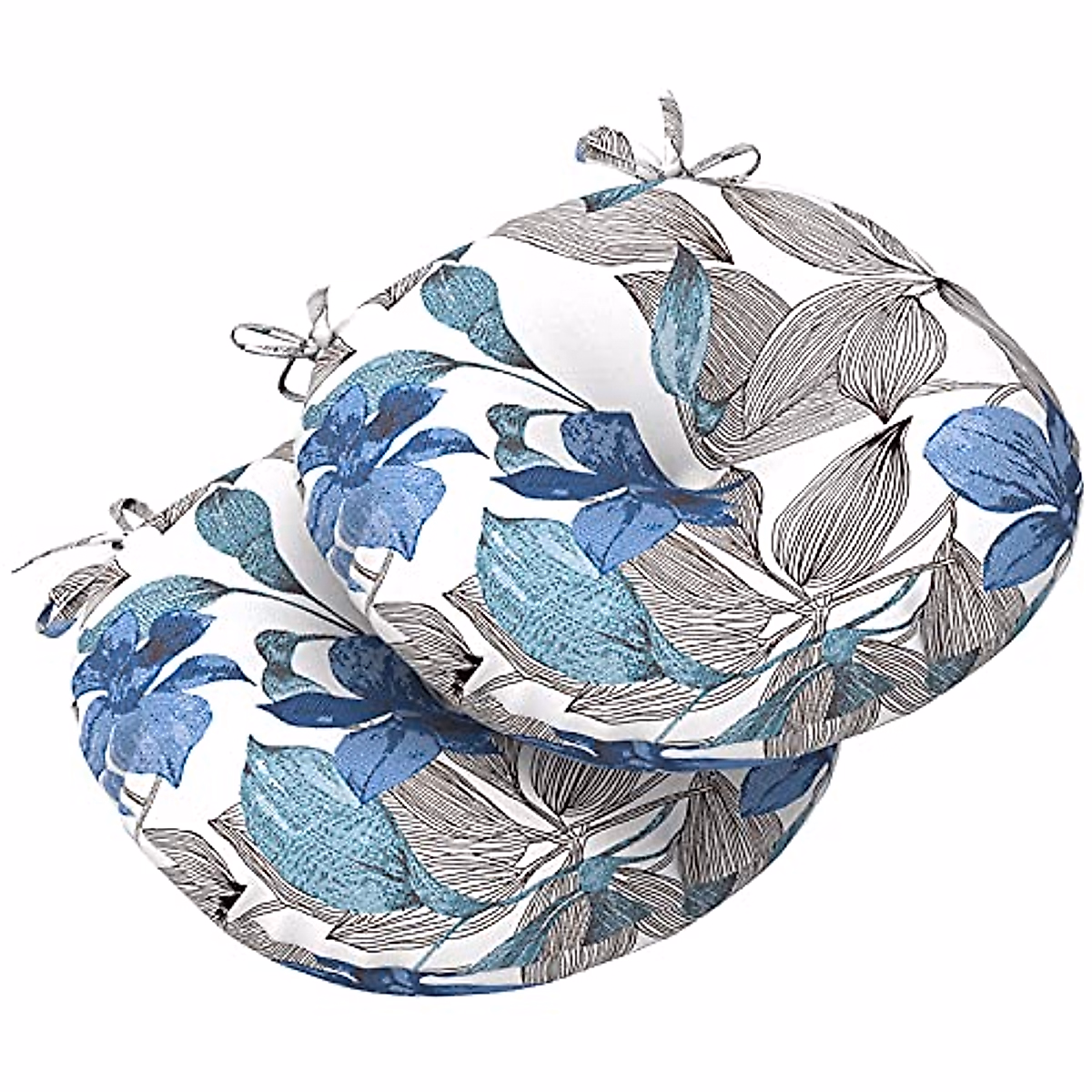 LVTXIII Outdoor All Weather Bistro Seat Cushions, Comfortable Fluffy Tufted Patio Chair Cushions Round 15”x15”x4” Set of 2 for Home Garden Furniture, Clemens Noir Blue