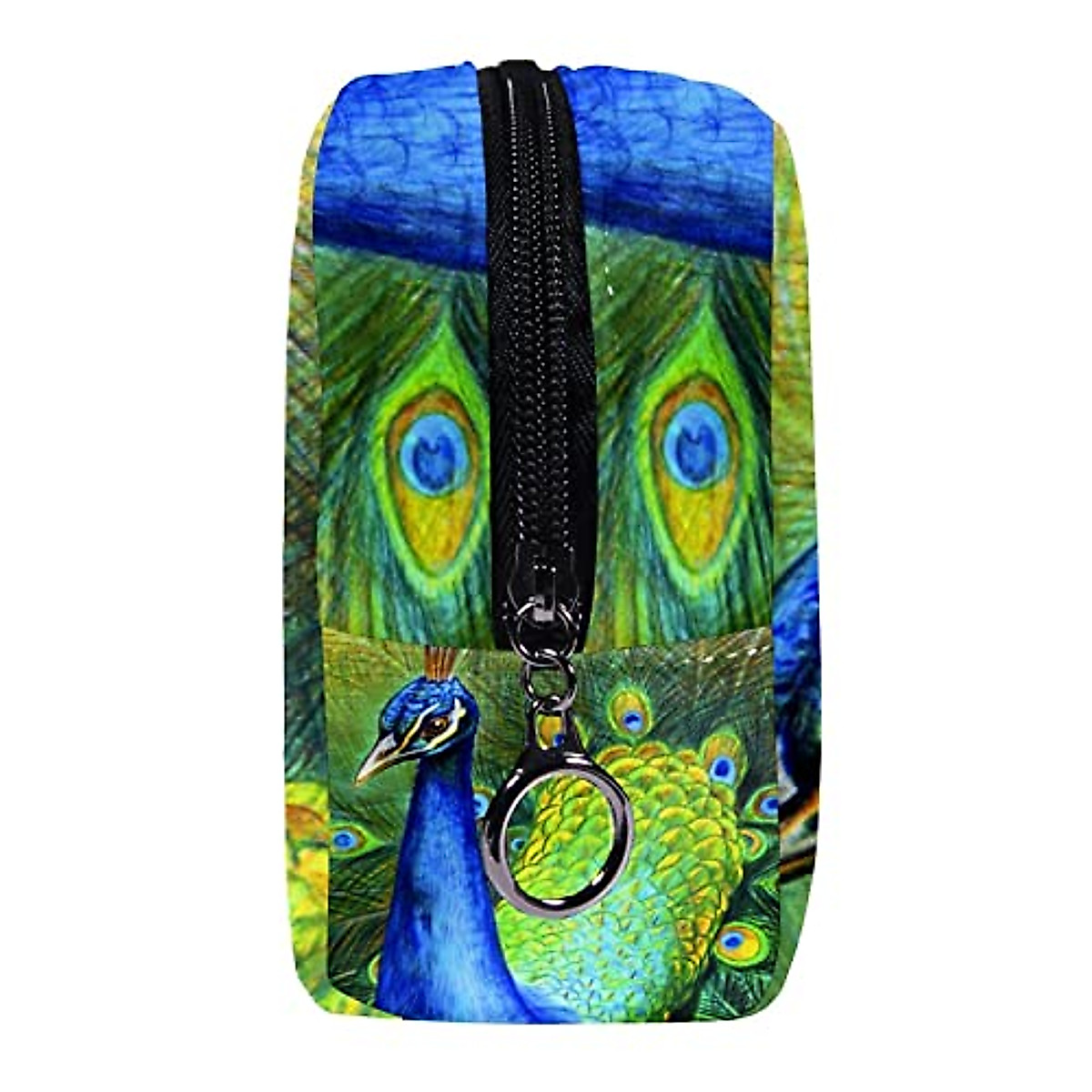 TBOUOBT Cosmetic Travel Bags, Makeup Case, Makeup Bag for Toiletries, Animal Peacock Green Feather