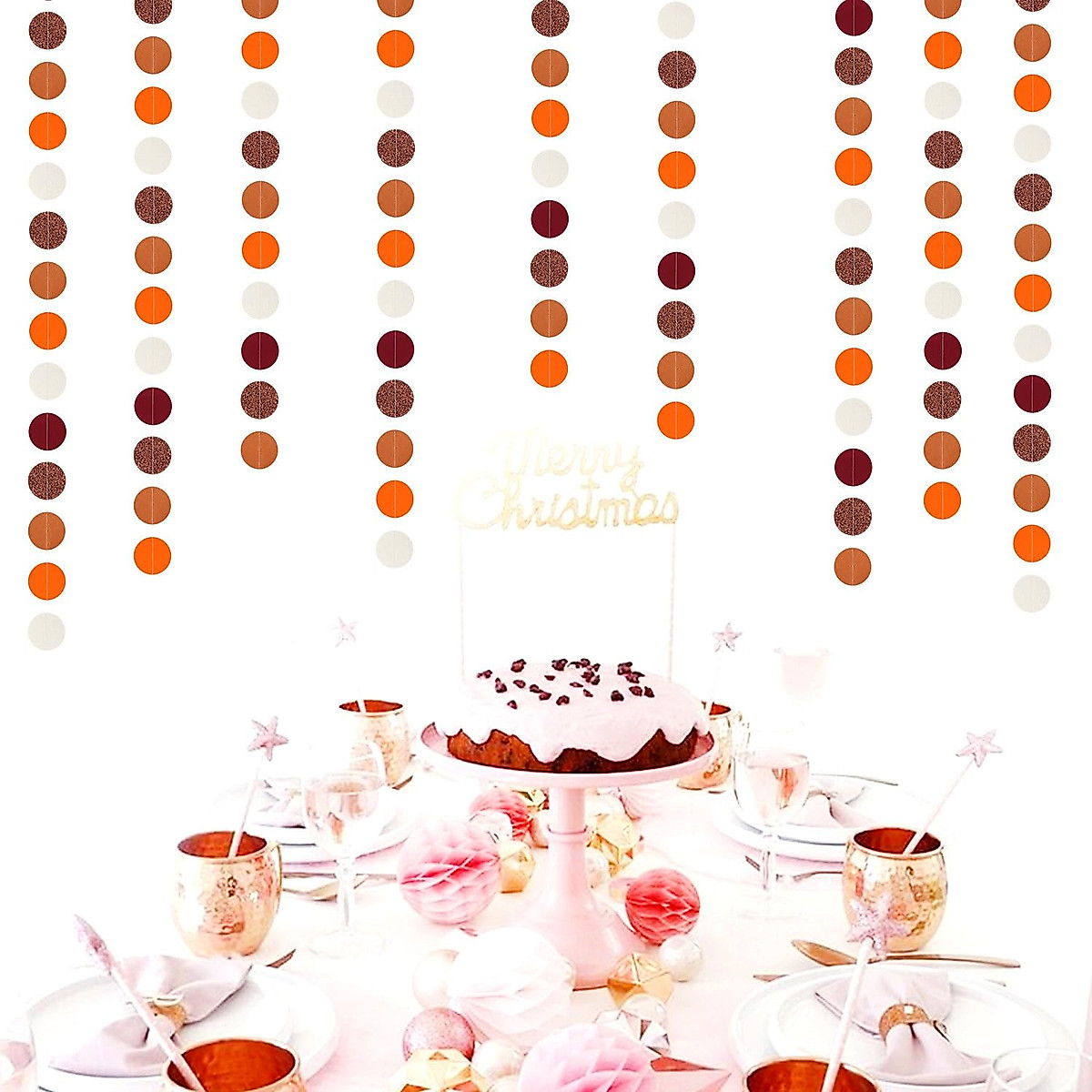 Boho Burgundy Brown-Orange Party-Decorations Streamers - 52Ft Birthday Baby Shower Hanging Paper Garland Banner,Fall Autumn Thanksgiving Harvest Rustic Wedding Bridal Classroom Supplies Decor Hugtmr