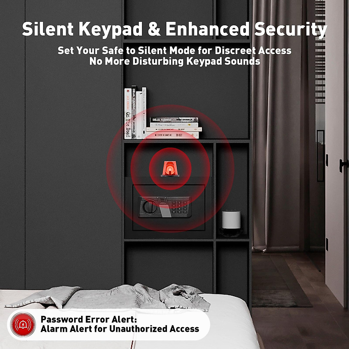 TOTOY 1.0 Cu Ft Personal Safe Box with Sensor Light -Electronic Keypad Security Safe Steel Construction Hidden Key Lock, Removable Shelf, Digital Safe for Jewelry Documents Pistol Money