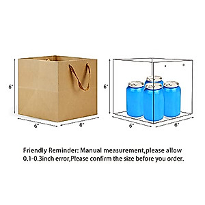HUAPRINT Brown Paper Bags,Gift Bags with Handles,24 Pack Large Gift Bags,6x6x6inch, Heavy Duty Grocery Shopping Bag,Wedding Party Favor Bags,Square Size,Reusable,Retail Business Packaging Bags