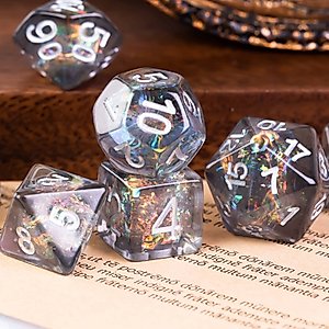 UDIXI 7PCS Polyhedral DND Dice Set, Characters's Weapons Design for Role Playing Dice Games as Dungeons and Dragons RPG MTG Table Games (Bard)
