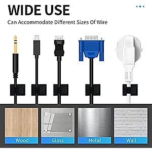 Viaky 30 Pcs Black Clips Self Adhesive Backed Nylon Wire Adjustable Cable Clips Adhesive Cable Management Drop Wire Holder