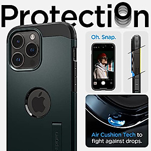 Spigen Tough Armor MagFit Designed for iPhone 14 Pro Max Case (2022) [Kickstand] [Military-Grade Protection] Compatible with MagSafe - Abyss Green