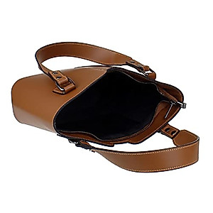 Girly HandBags Womens Plain Italian Genuine Leather Crossbody Tote Bag Tan