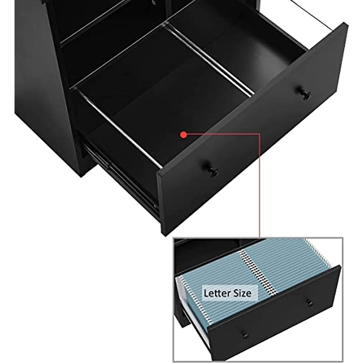 Panana Wood File Cabinet with a Big Drawer, Mobile Lateral Filing Cabinet for Home Office Storage Cabinet Organizer (Black)