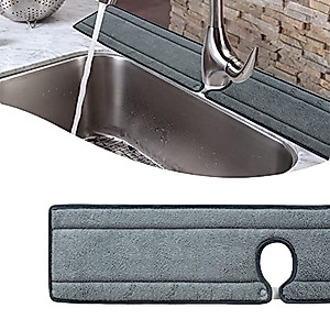 Faucet Absorbent Mat - 24 inch Microfiber Drip Catcher Kitchen Sink Splash Guard Quick Drying Sink Mats For Kitchen Sink, Bathroom, Counter Top, Farmhouse