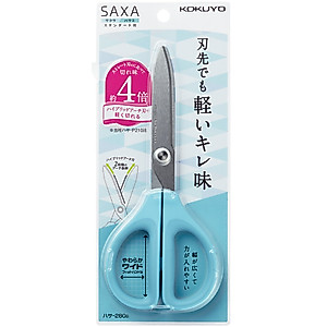 Kokuyo Saxa Scissors, White, Standard Blade, Symmetrical Handle for Both Right-Hand and Left-Hand, Japan Import (HASA-280W)