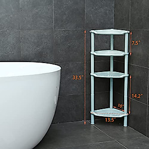4 Tier Corner Shower Caddy, Rustproof, Plastic Shower Organizer for Bathroom, Bathtub, Shower pan, Bath Accessories Shower Caddies, 13.5 x 10 x 33.5 Inches, Blue (Round Slot Blue 4 Tier)