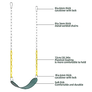 AGPTEK EVA Soft Plastic Swing Set, Seat with 66 Inch Heavy-Duty Rust-Resistant Chains, Suitable for Kids and Adults up to 250 lbs for Outdoors, Playground, Jungle & Gym