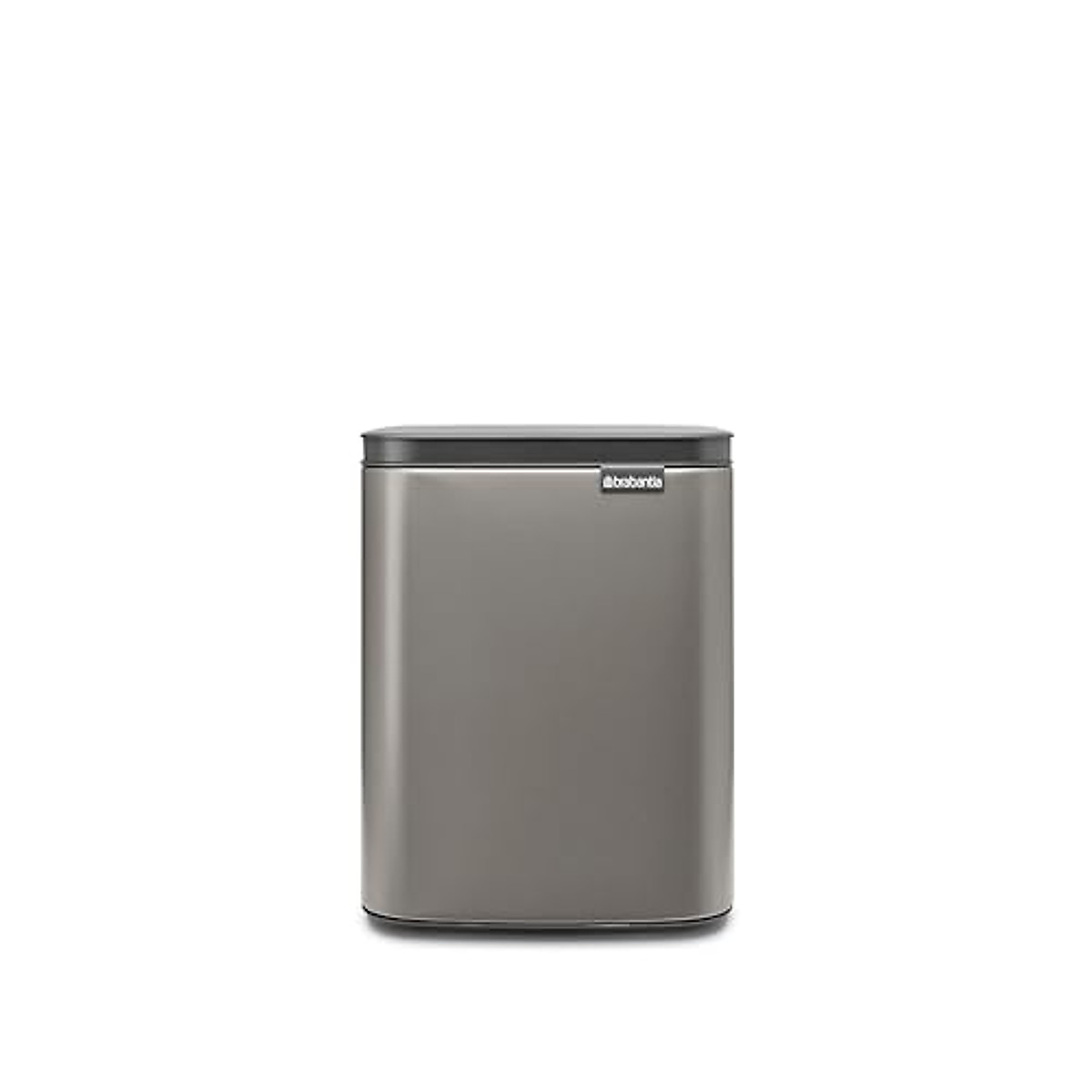 Brabantia Small Bo Trash Can 1.8 Gal - Easy Open, Soft Closing Lid, Hygienic, Space Efficient - for Bathroom, Home Office, Bedroom - Platinum - LWH 9.5 x 8.2 x 12.5