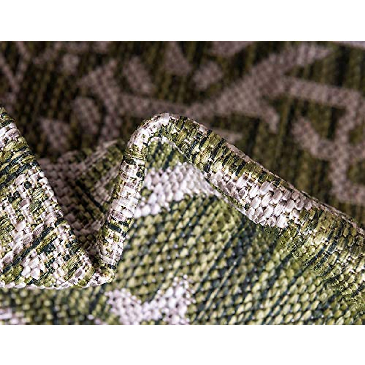 Unique Loom Collection Traditional Classic Heathered Center Medallion Indoor/Outdoor Flatweave Area Rug, Rectangular 5' 0" x 8' 0", Green/Gray