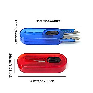 yueton 2pcs Mini Portable Collapsible Scissors Storage Box Cutter with Hussif Outdoor Travel Cutting Sewing Tool for Paper, Thin Thread, Fishing Line