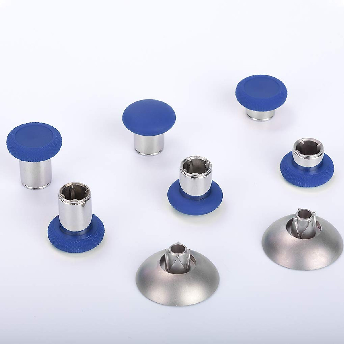8 in 1 Metal Thumbsticks Joysticks Replacement, Swap Magnetic Analogue Stick Grips Buttons Parts with Repair Kit Accessories Compatible with Xbox one Elite Series 1/ PS4(Blue)