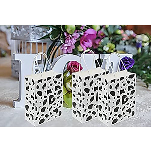 YYaaloa 30pcs Small Gift Bags with Handle Bulk 8.26 x 5.9 x 3.15 inch Cow Print White Party Favor Paper Shopping Bags for Kids Birthday Xmas Party Supplies (Small 30pcs)