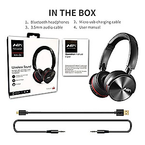 Bluetooth Wireless Over-Ear Headphones FM Stereo Radio Headset Micro SD Card Mp3 Player Built-in Lithium Battery and Microphone for PC/Cellphone/Travel/Work(Black)