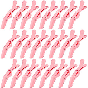 Ondder 24 Pack Large Alligator Clips for Hair Sectioning, Coloring, Cutting - Pink Pro Salon Barber Hair Styling Accessories for Women and Men