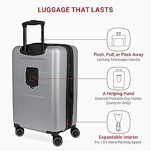 SwissGear 8020 Eclipse Hardside Expandable Luggage with Spinner Wheels, Ultimate Grey, Carry-On 18-Inch