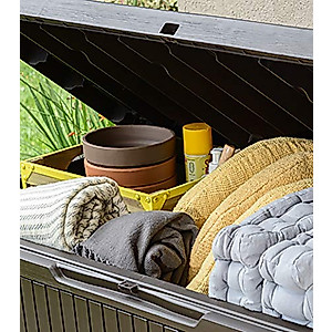 Keter 123 x 53.5 x 57 cm Springwood Outdoor Plastic Storage Box Garden Furniture - Brown