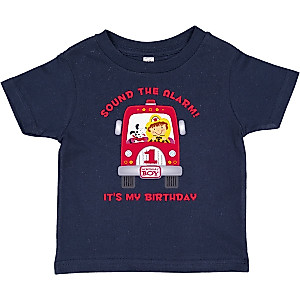 inktastic Fire Truck 1st Birthday Boy Baby T-Shirt 12 Months Navy Blue 117d7