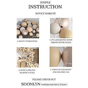 Soonlyn Boho Balloon Arch Kit, 13in, 120pcs Neutral Balloons Garland, Nude, Beige, White Sand, for Baby Shower, Bridal Shower, Birthday Party