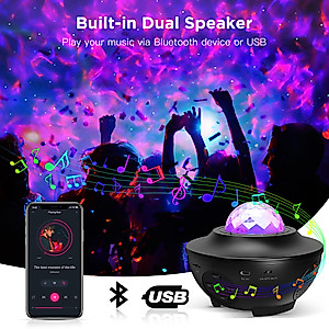 Star Projector, Galaxy Projector for Bedroom with Night Light Bluetooth Speaker&Remote for Room Decor, Works with Alexa＆Smart App, Christmas Gifts for Kids Women Man