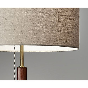 Adesso 3376-15 Hamilton Table Lamp, 26.25 in., 100W Incandescent/26W CFL, Walnut Eucalyptus Wood/Antique Brass, 1 Modern Lamp