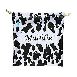 Bitt Sportswear Personalized Gymnastics Grip Bag in Cow Print with Crystals Options (Black Cow Print)
