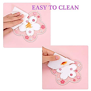 Sakura Coffee Cup Mat Kawaii Coaster 2PCS Cute Cherry Blossom PVC Home Tea Mug Pink Flower Pattern Durable Anti-Skid Pot Bowl Pad Placemat for Desk Drink Table Decor Kawaii Accessories (Small)