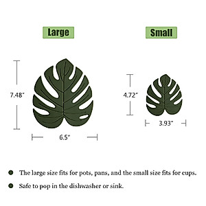 Silicone Trivet Mat Set of 2, Monstera Hot Pot Holder Hot Pads for Table and Countertop, Soft Rubber Multi-Use Trivets for Pots & Hot Dish, Non Slip Coasters (Large, Monstera)